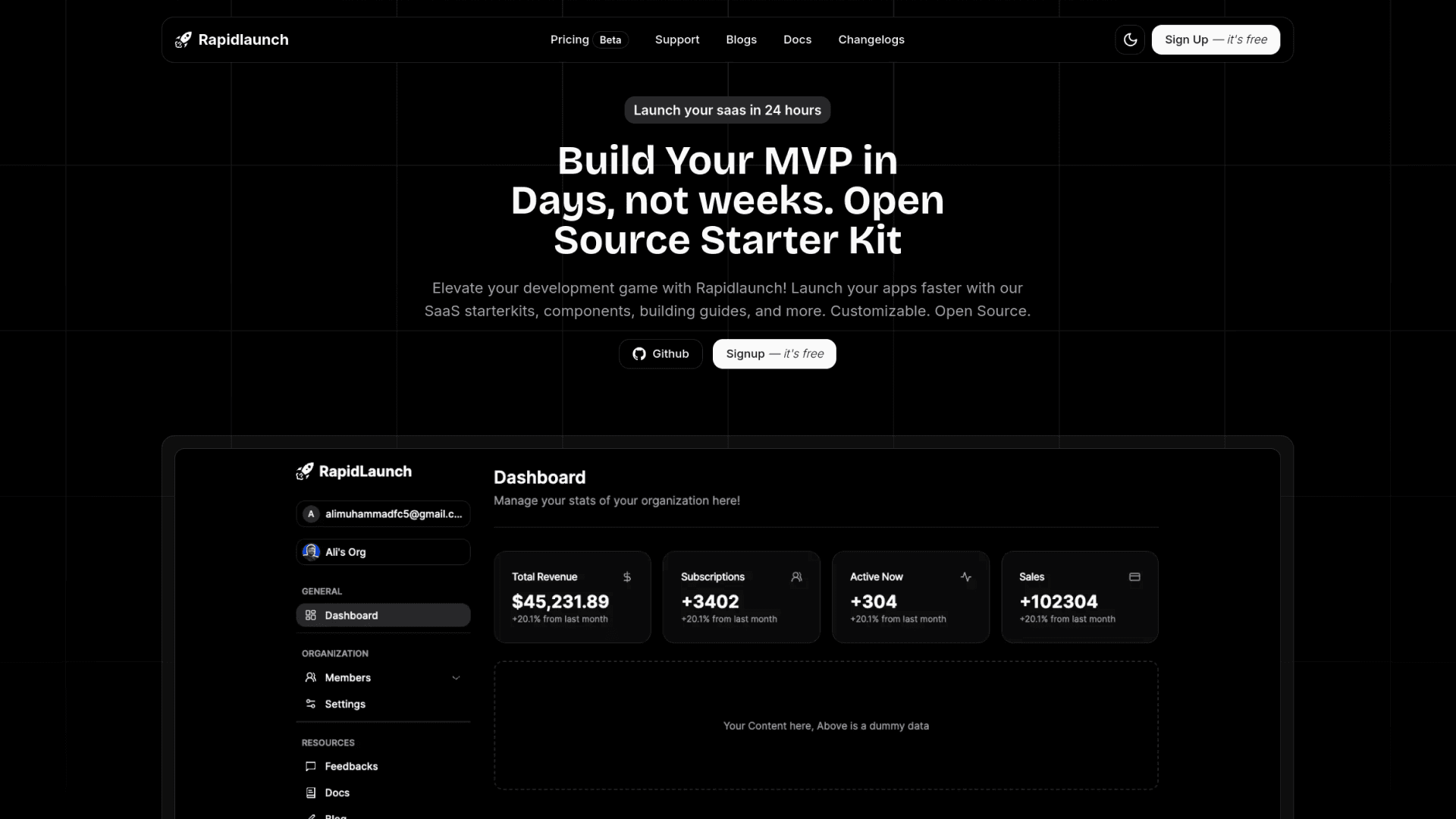 Launch MVP Fast | Open Source Starter Kits & UI Components